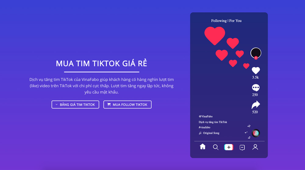 Mua tim TikTok uy tín - Dịch vụ tăng tim TikTok giá rẻ, có bảo hành