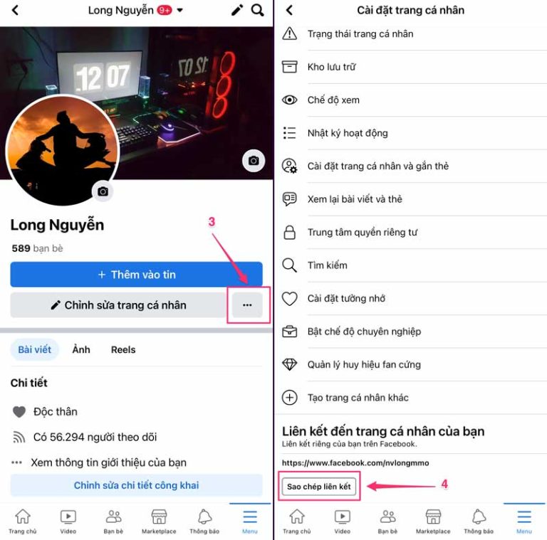 Cách lấy link Facebook của mình - đường link url FB cá nhân